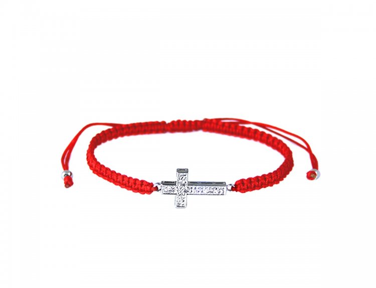 Браслет с крестиком на руку (цирконы) купить в интернет магазине в Москве